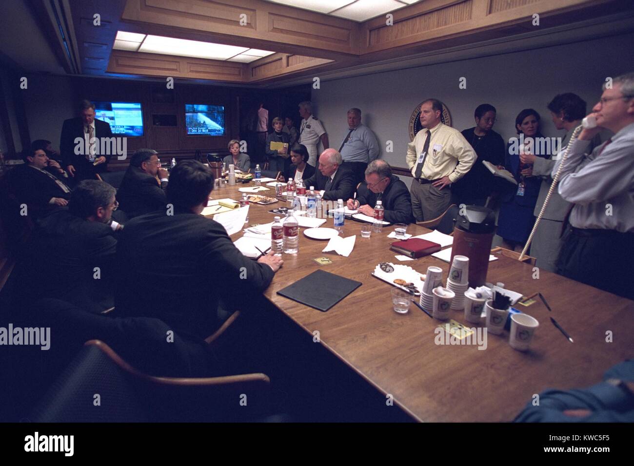 VP Dick Cheney with Senior Staff in the President's Emergency ...