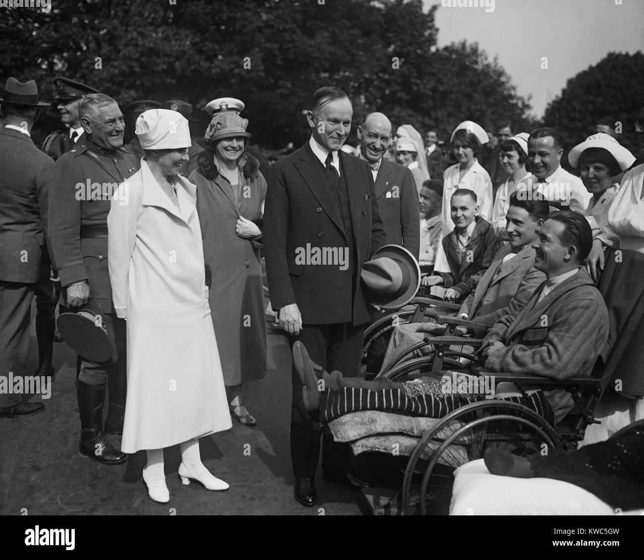 President Calvin Coolidge and First Lady visiting disabled World War 1 ...