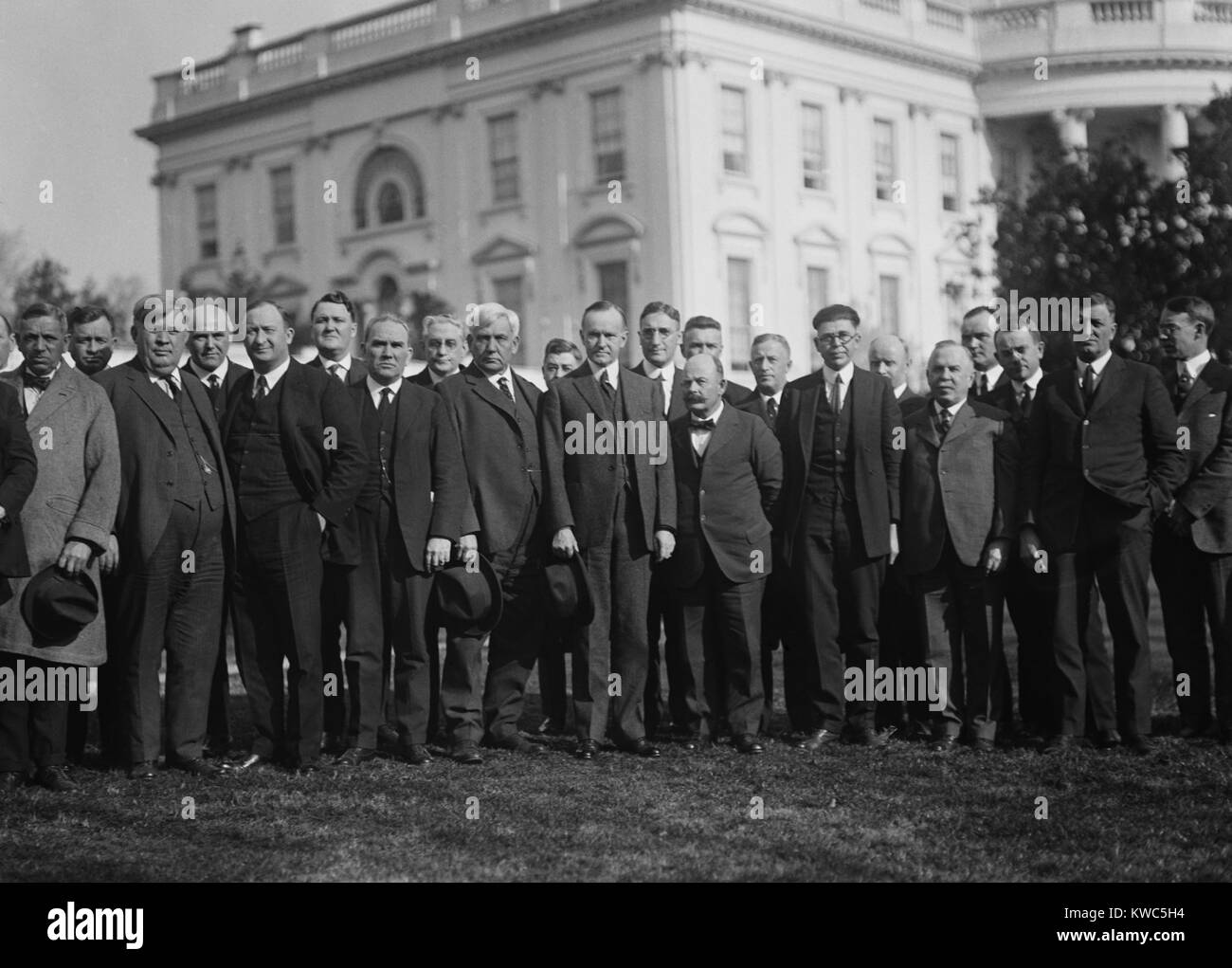 President Calvin Coolidge with farmers from the wheat growing states ...