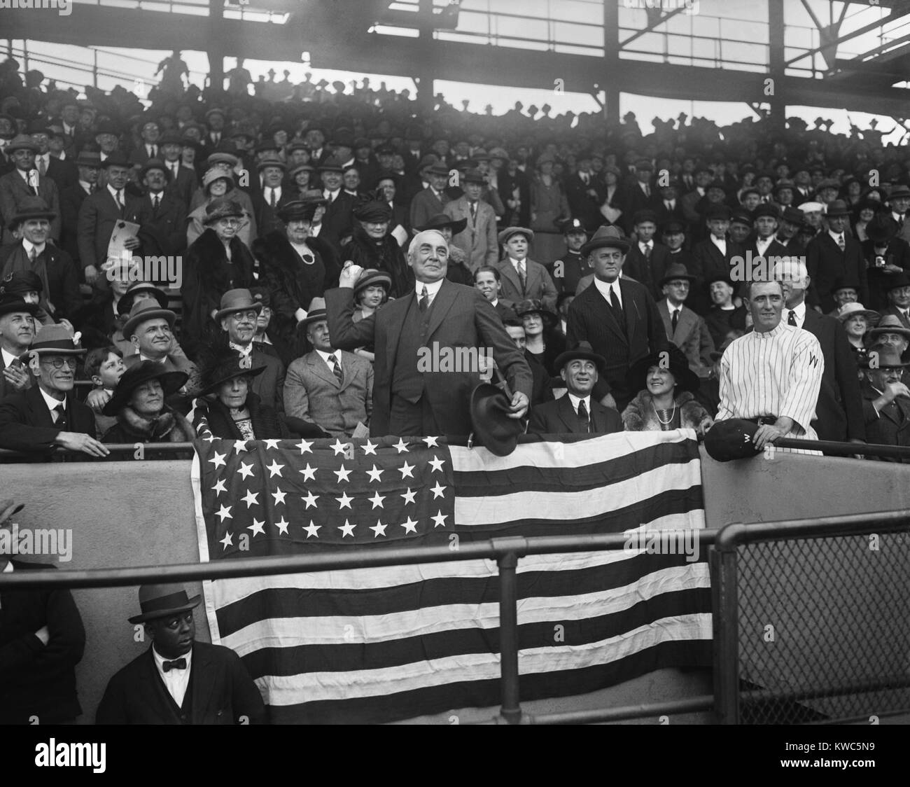 President Warren Harding throwing out the first ball at Washington game ...