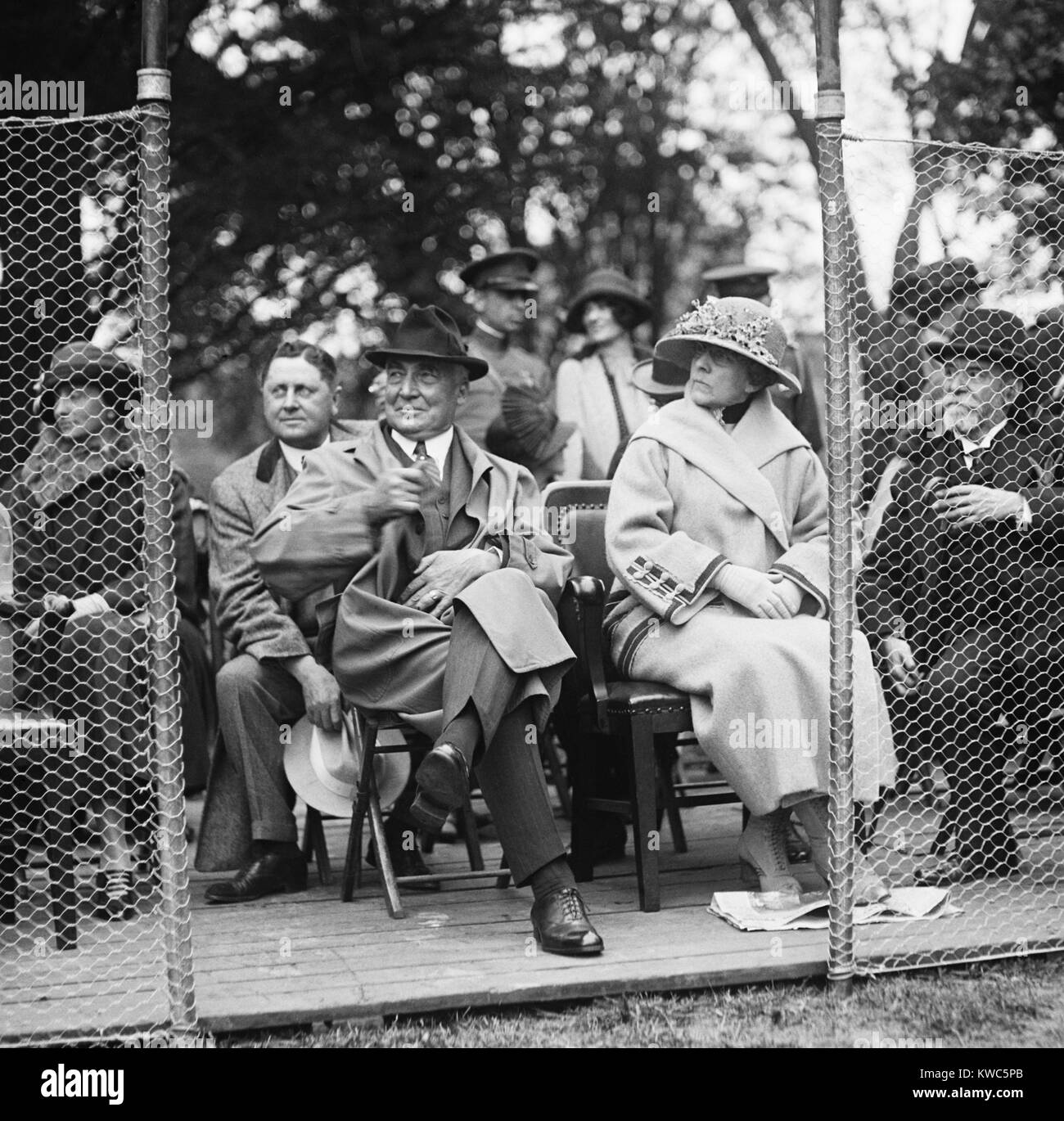 President Warren Harding and First Lady watching a tennis match on the ...