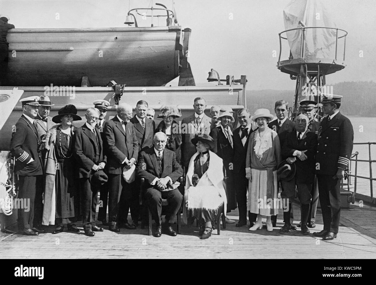 President Warren Harding and his party on USS Henderson during a four ...