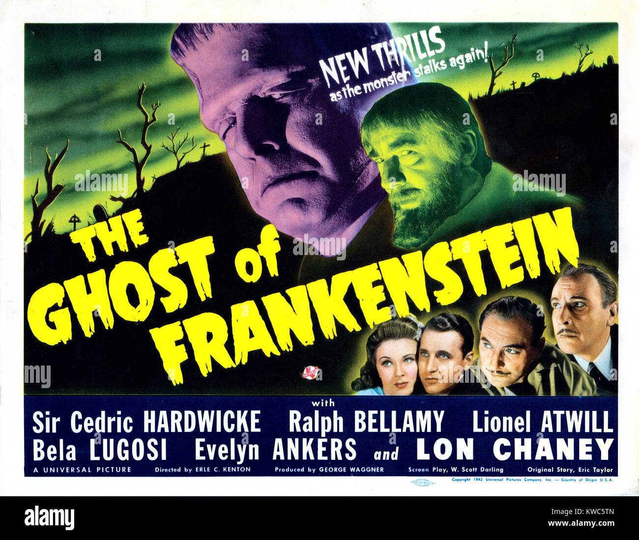 THE GHOST OF FRANKENSTEIN, top from left: Lon Chaney Jr., Bela Lugosi ...
