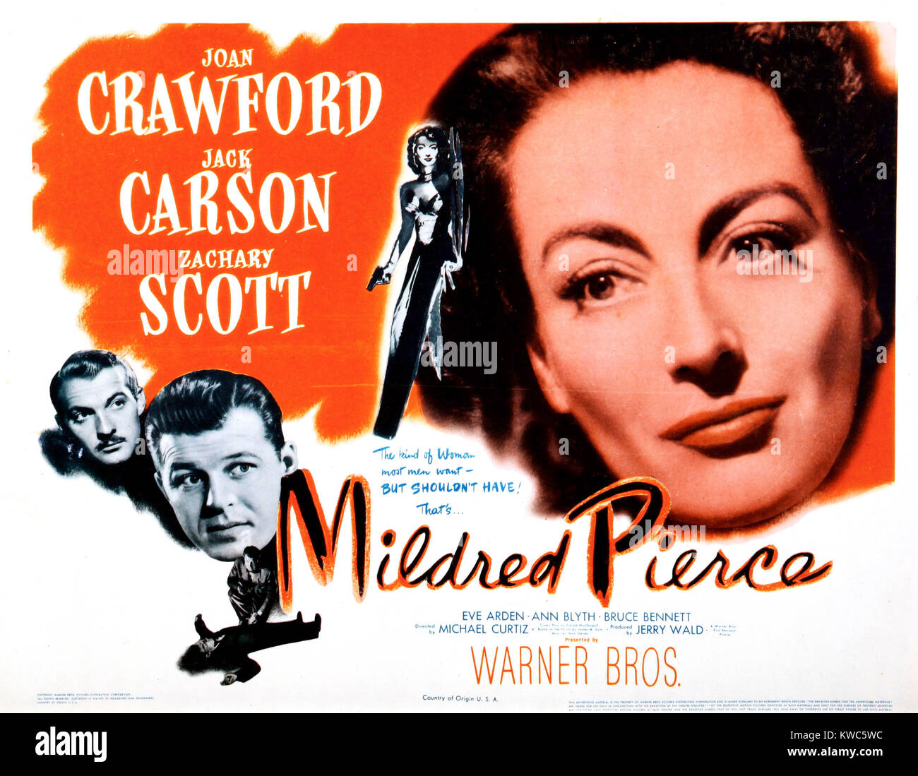 MILDRED PIERCE, Zachary Scott, Jack Carson, Joan Crawford, 1945 Stock ...