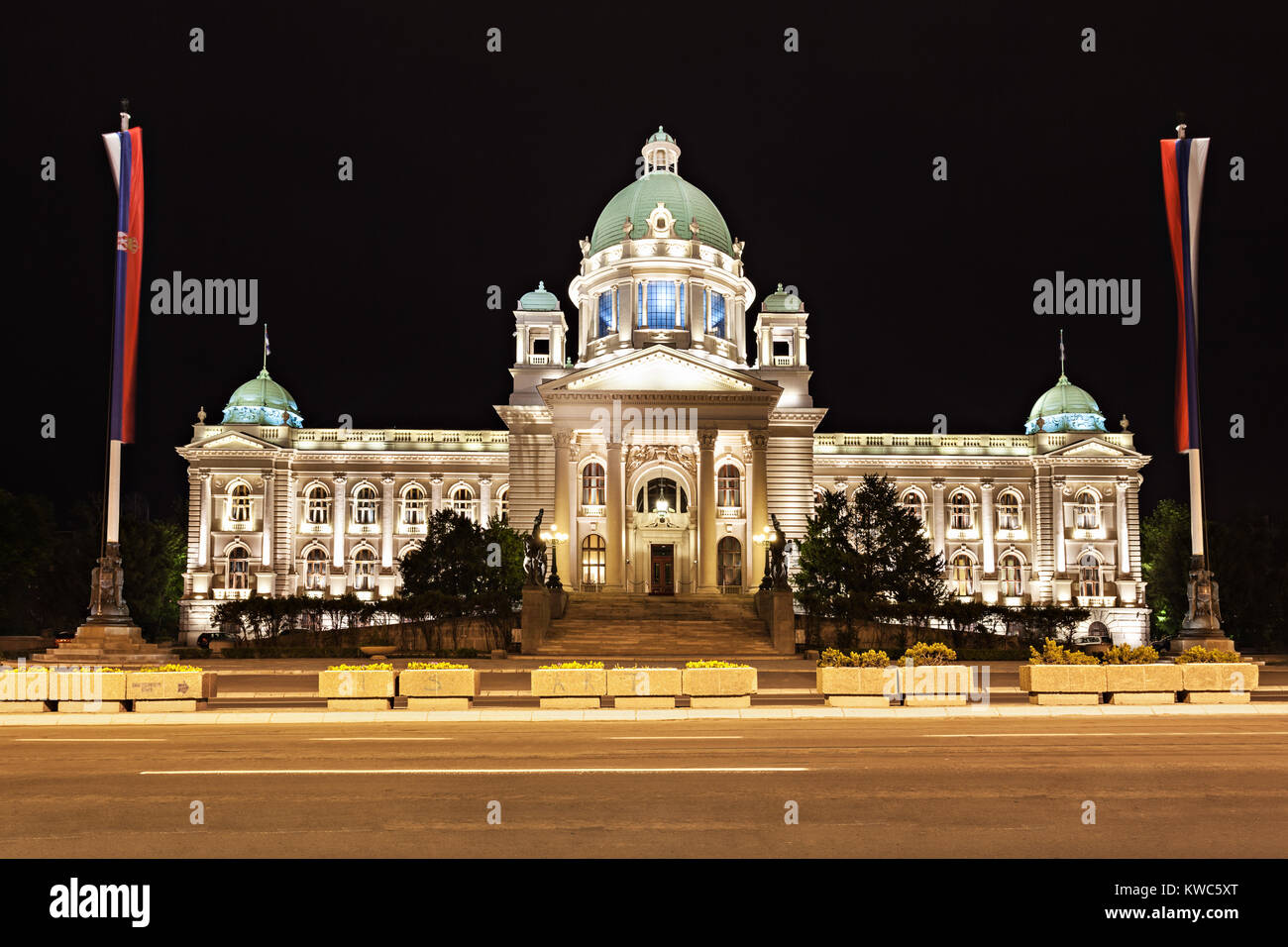 National Assembly at the night, Belgrade, Serbia Stock Photo - Alamy