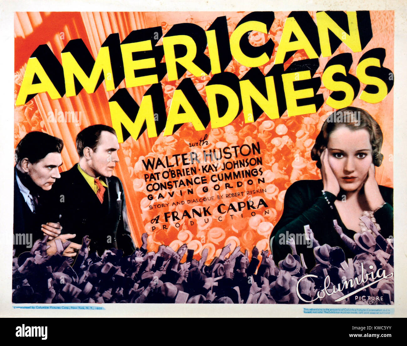 AMERICAN MADNESS, US poster, from left: Walter Huston, Pat O'Brien ...