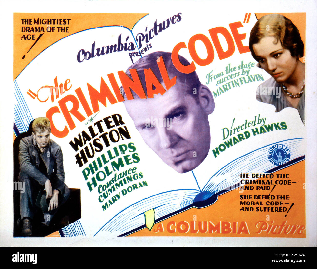 THE CRIMINAL CODE, Poster Art, Walter Huston, Phillips Holmes, 1931 Stock Photo - Alamy
