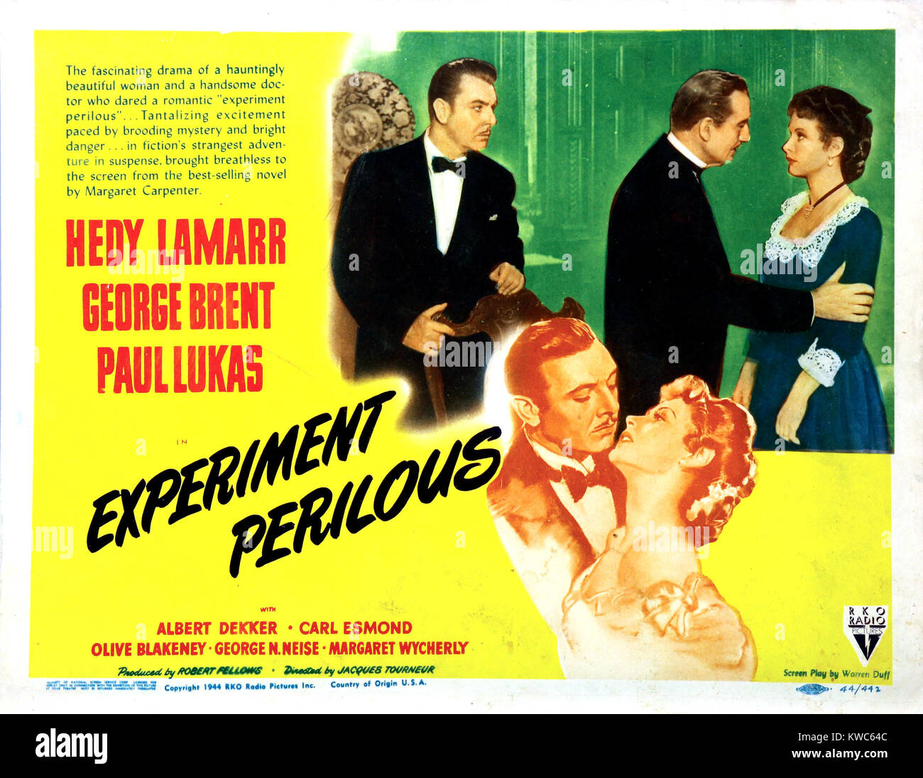 EXPERIMENT PERILOUS, George Brent, Paul Lukas, Hedy Lamarr, 1944 Stock ...
