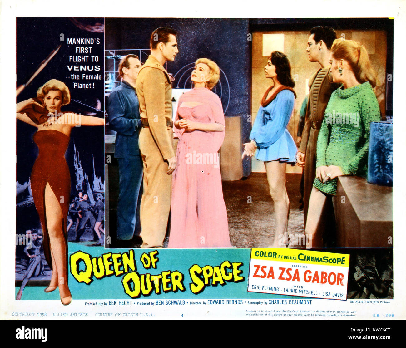 QUEEN OF OUTER SPACE, Paul Birch, Eric Fleming, Zsa Zsa Gabor, Barbara ...