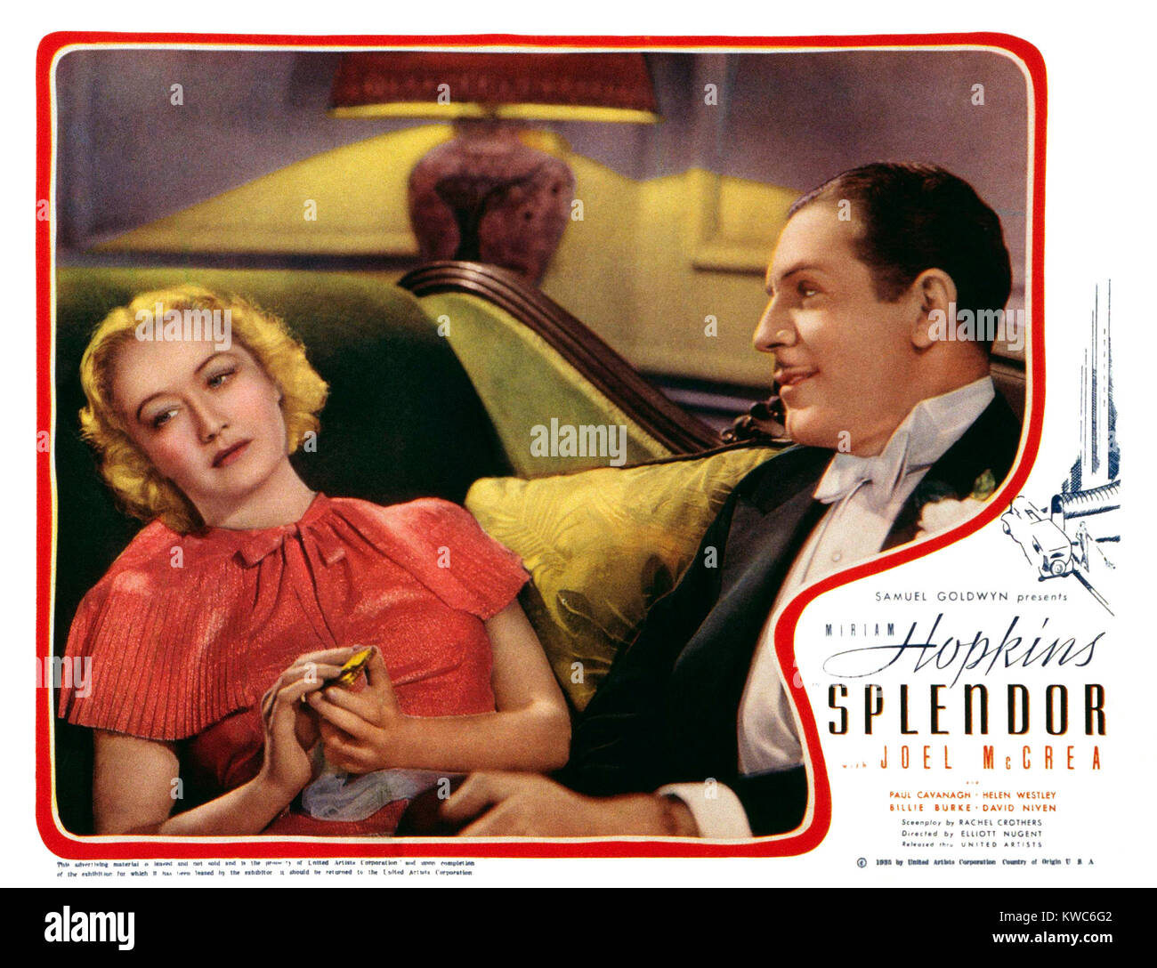 SPLENDOR, US lobbycard, from left: Miriam Hopkins, Paul Cavanagh, 1935 Stock Photo - Alamy