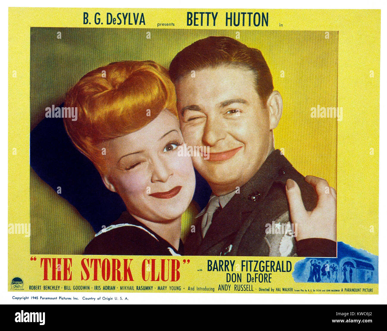 THE STORK CLUB, US lobbycard, from left: Betty Hutton, Don DeFore, 1945 ...