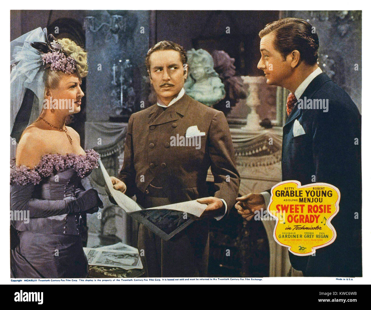 SWEET ROSIE O'GRADY, US lobbycard, from left: Betty Grable, Reginald Gardiner, Robert Young ...