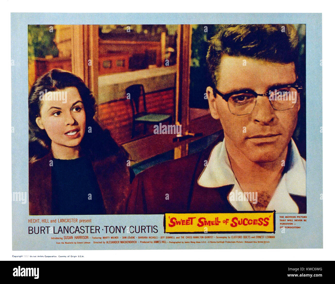 SWEET SMELL OF SUCCESS, US lobbycard, from left: Susan Harrison, Burt ...