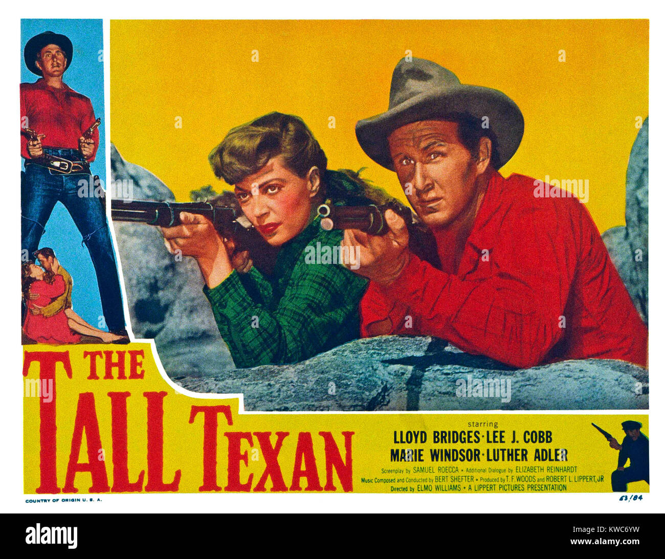 THE TALL TEXAN, US lobbycard, from left: Marie Windsor, Lloyd Bridges ...