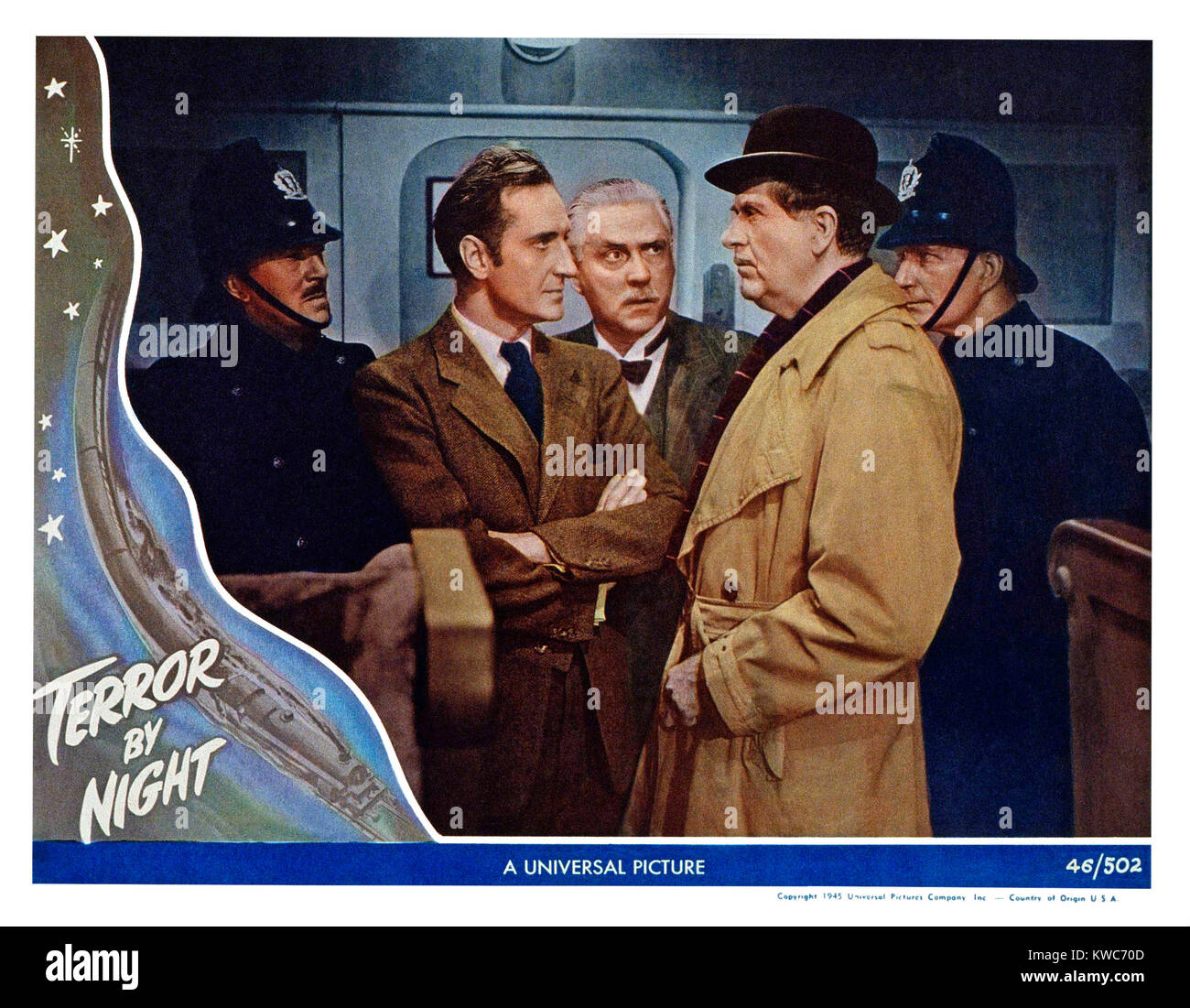 TERROR BY NIGHT, US lobbycard, left from second left: Basil Rathbone ...