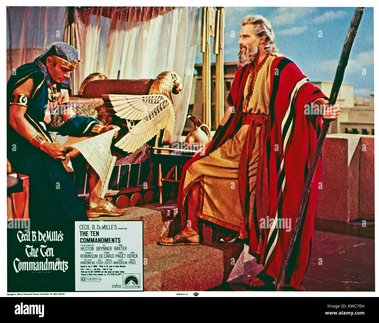 THE TEN COMMANDMENTS, US lobbycard, from left: Yul Brynner, Charlton ...