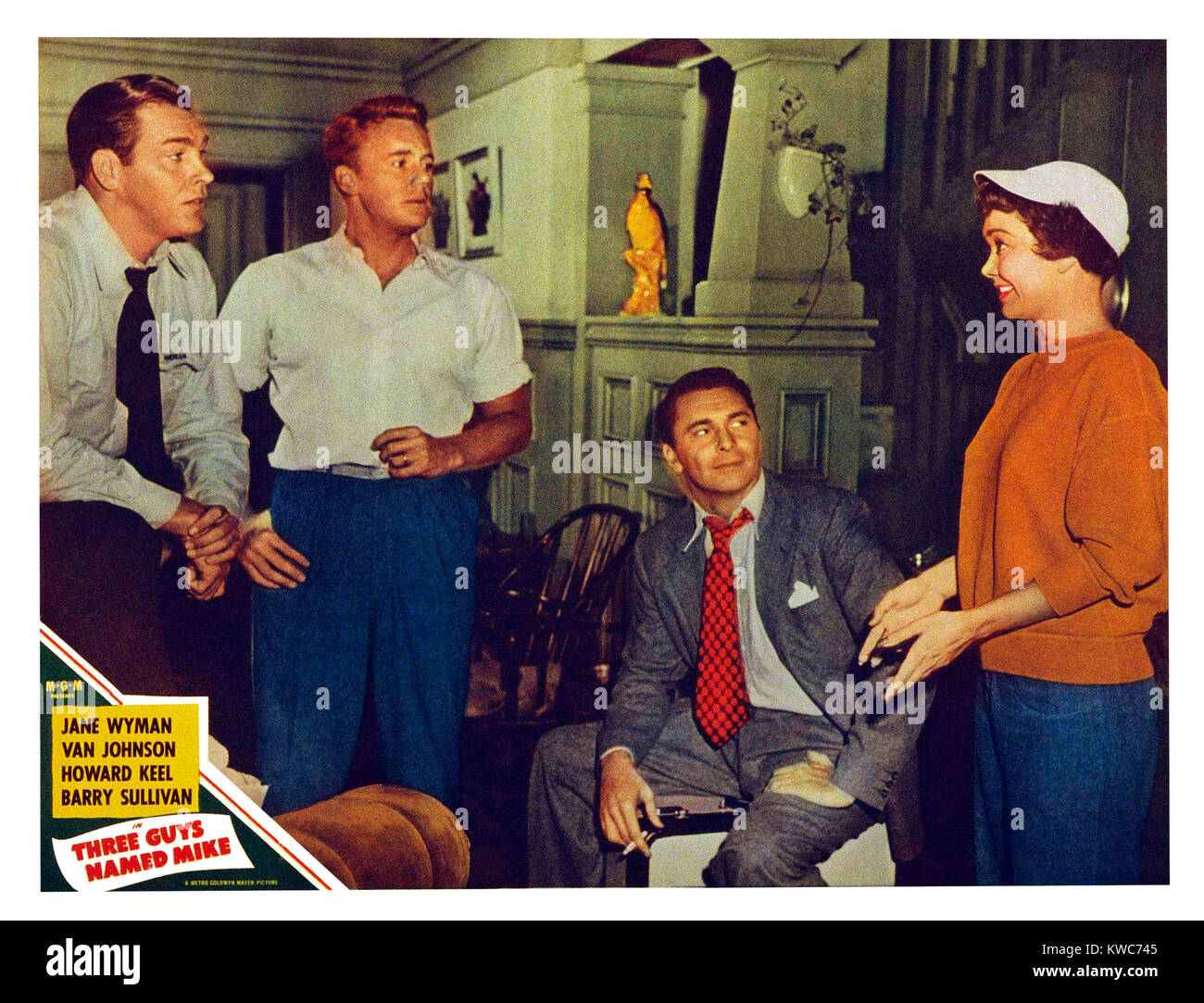 THREE GUYS NAMED MIKE, US lobbycard, from left: Howard Keel, Van ...