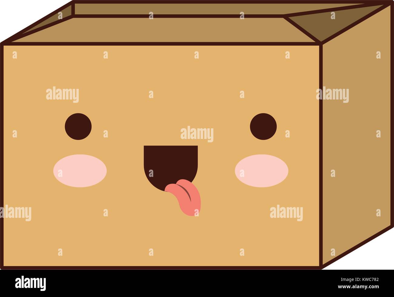 sealed kawaii cardboard box in colorful silhouette Stock Vector Image ...