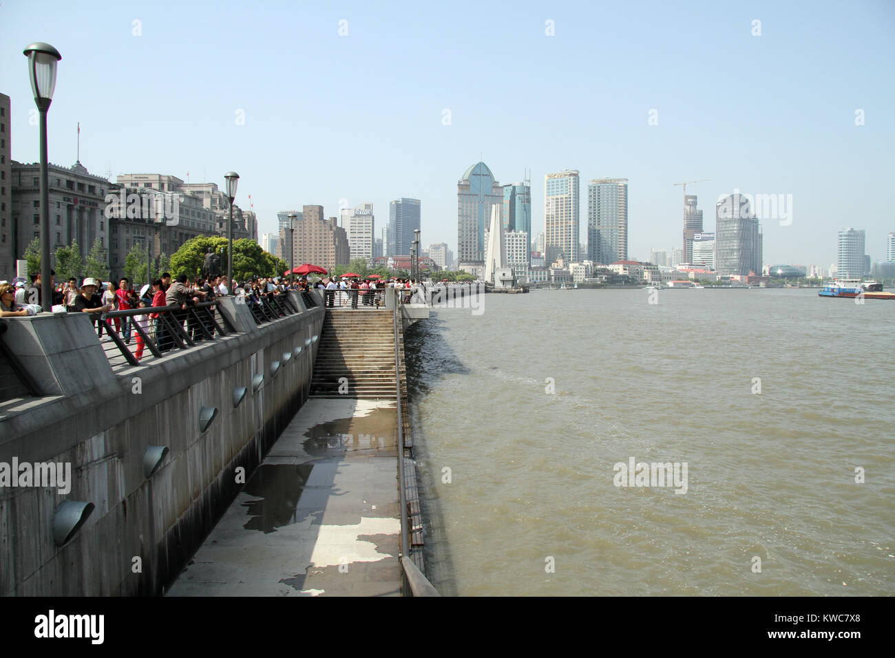 People and embankment in the center of Shanghai, China Stock Photo - Alamy