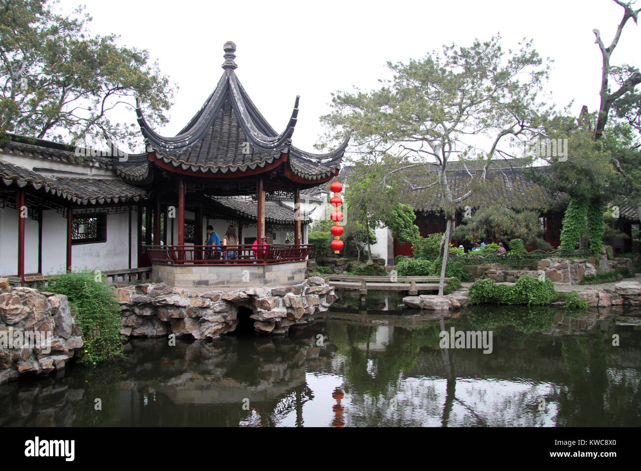 Pagoda abd lake inside ancient garden in Suzhou, China Stock Photo - Alamy