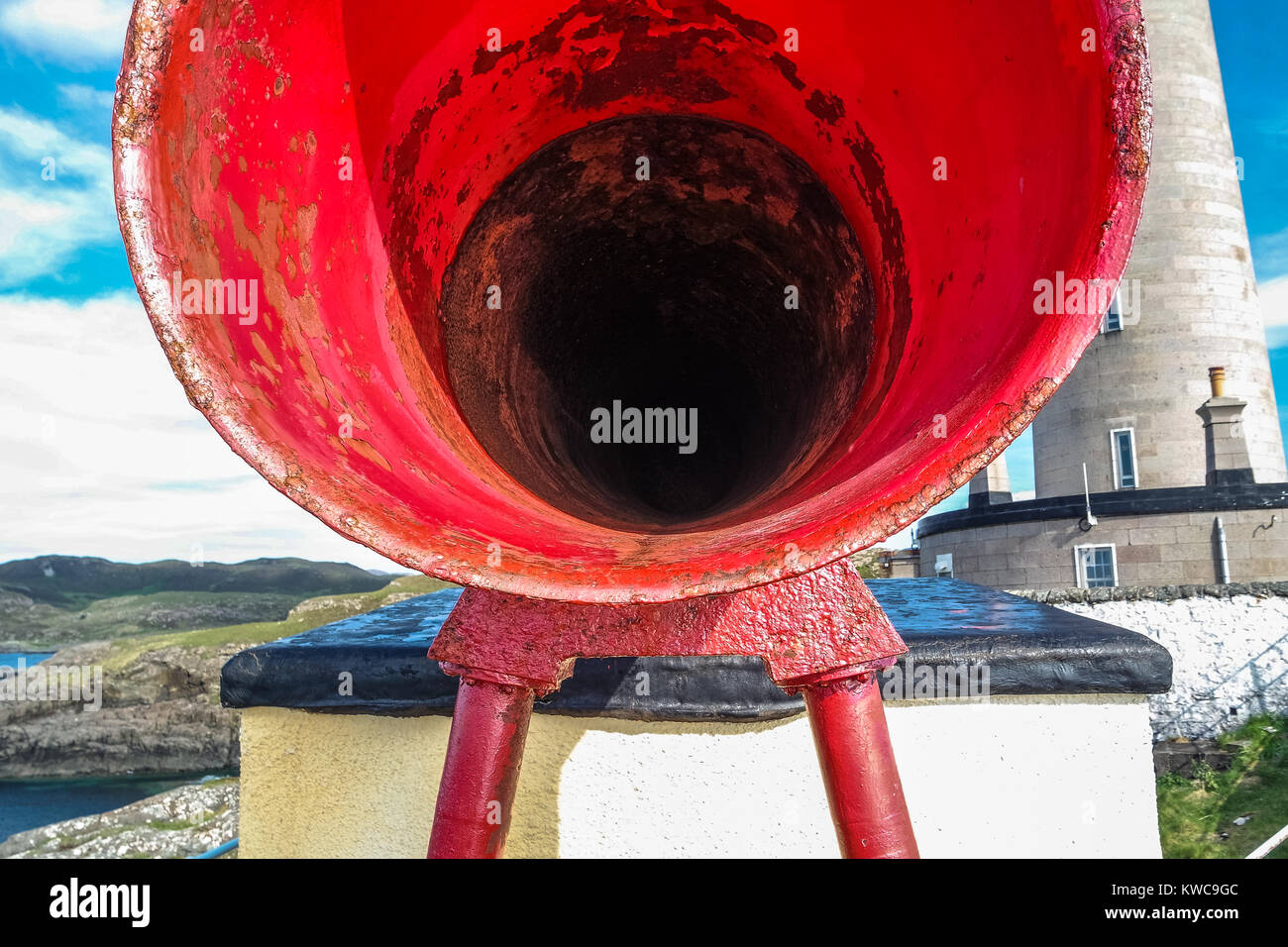 Foghorn of Ardnamurchan Lighthouse, Scotland, United Kingdom Stock ...