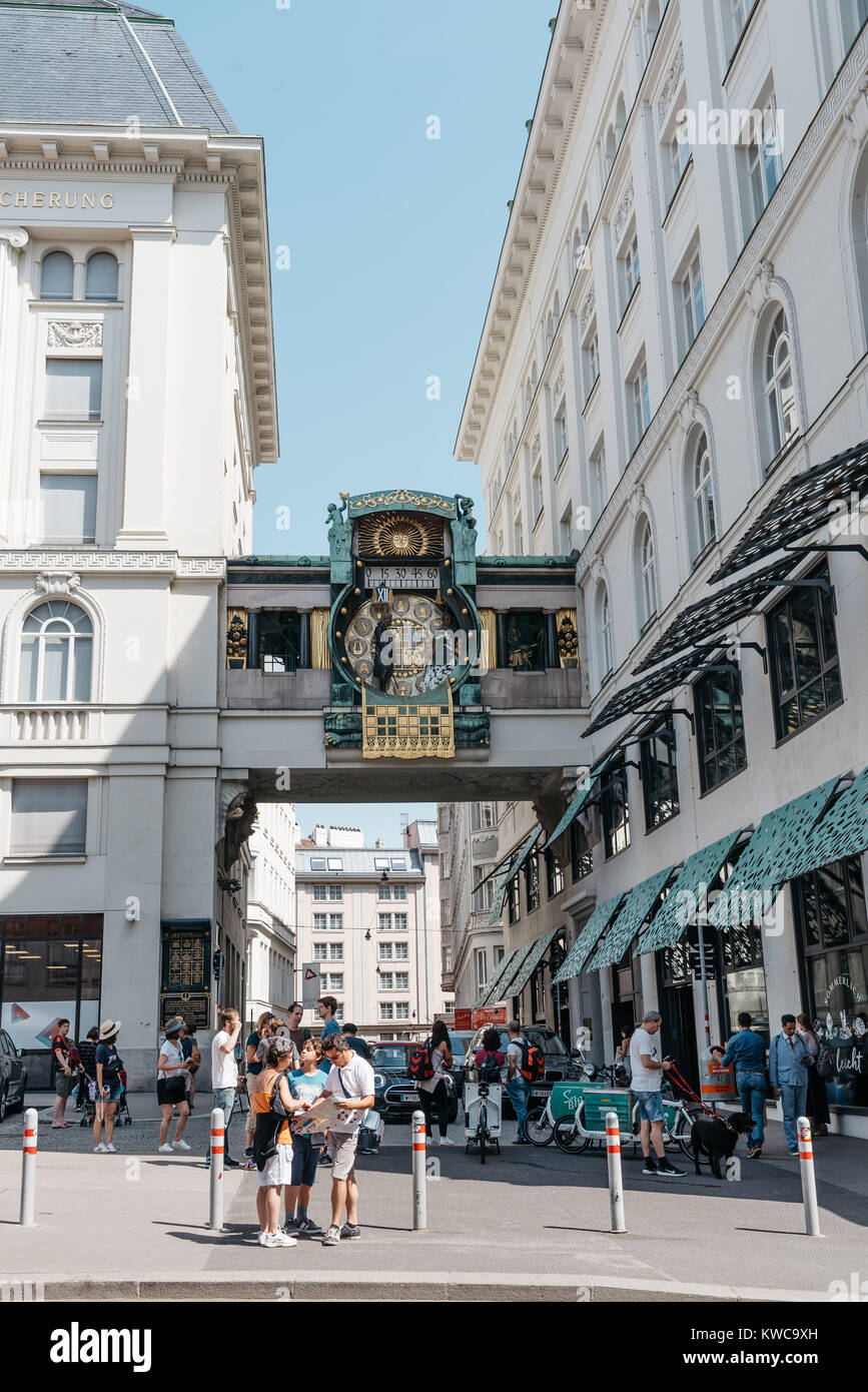 Vienna, Austria - August 16, 2017: The Ankeruhr Vienna is a beautiful ...