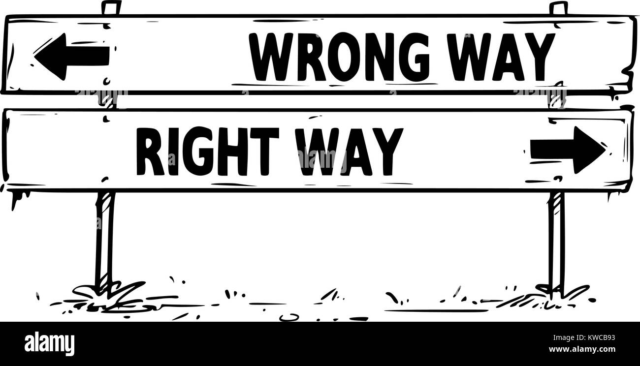 Vector drawing of wrong or right way road block arrow sign Stock Vector ...