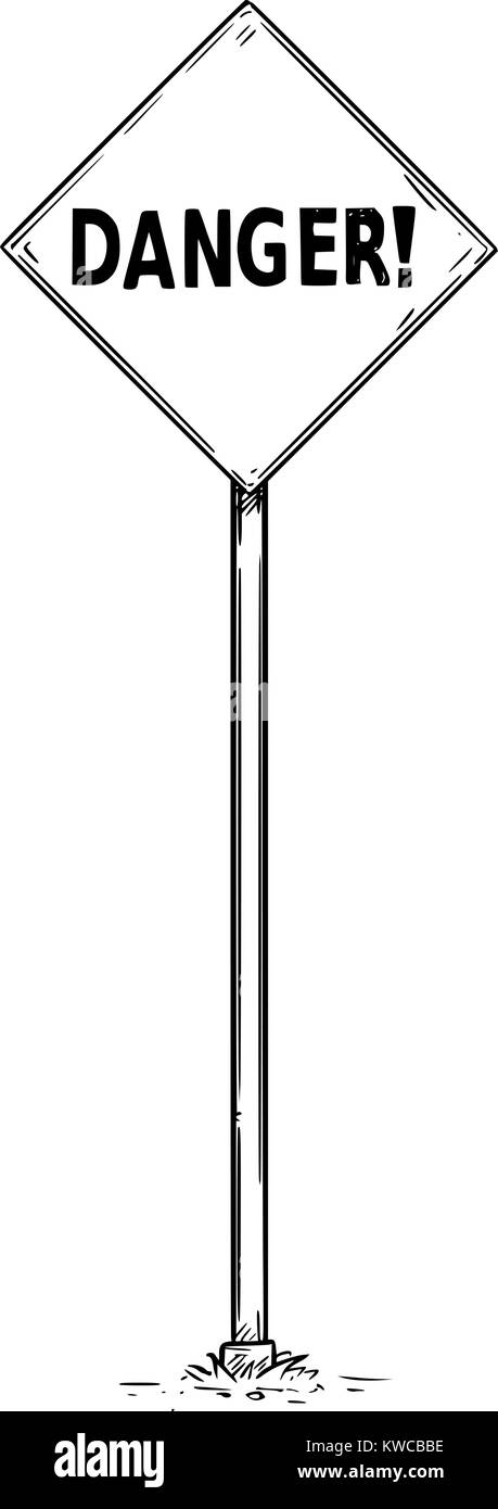 Vector drawing of arrow traffic sign with exclamation mark and danger ...