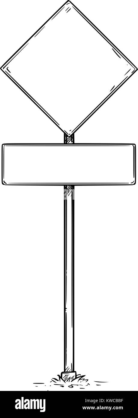 Vector drawing of empty blank traffic road sign Stock Vector Image ...