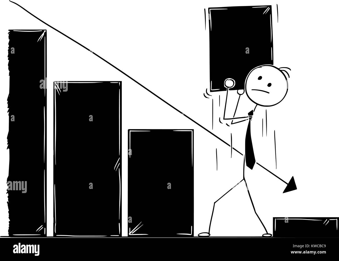 Cartoon stick man drawing conceptual illustration of business man ...