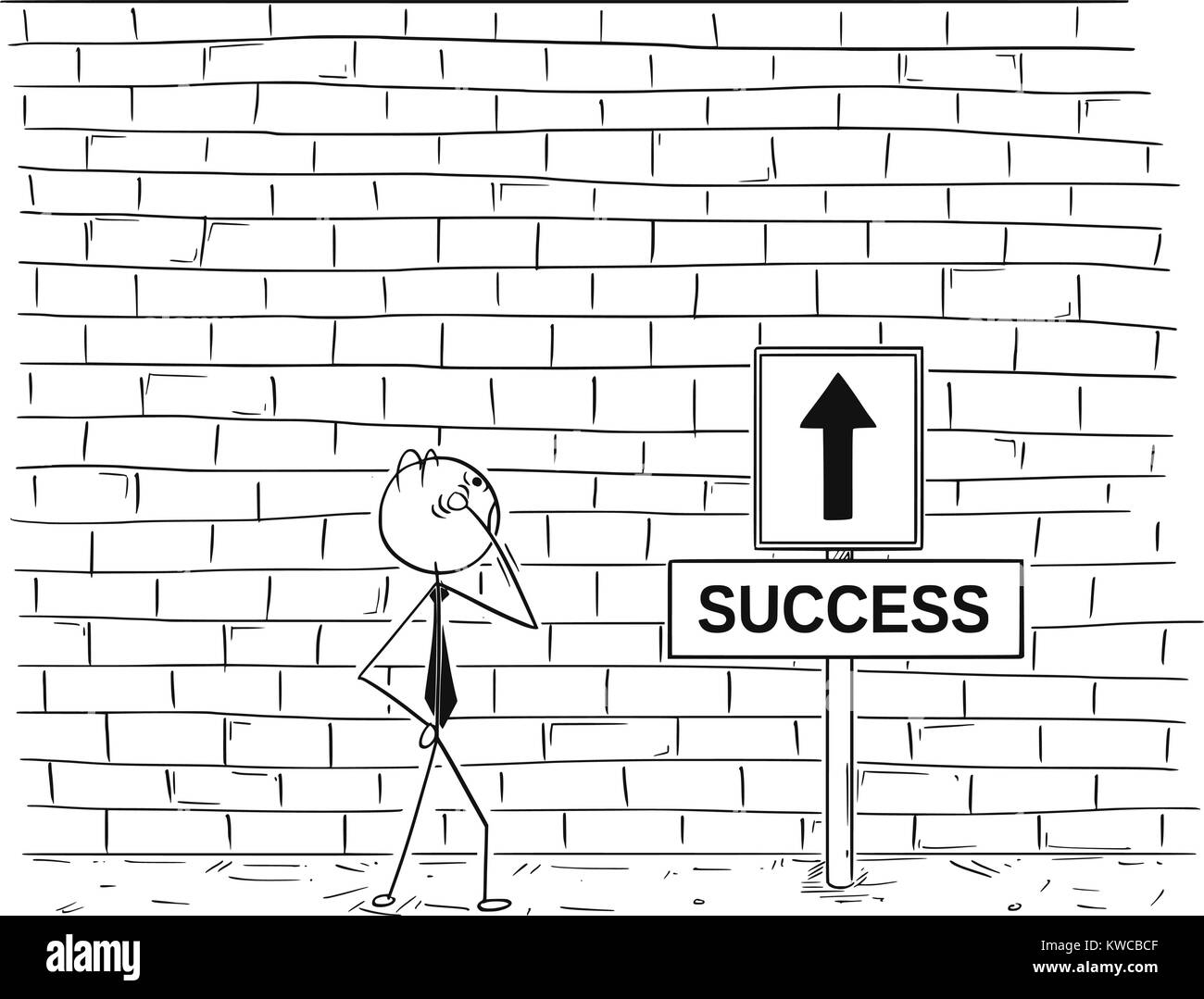 Cartoon stick man drawing conceptual illustration of business man ... Cartoon stick man drawing conceptual illustration of business man ...
