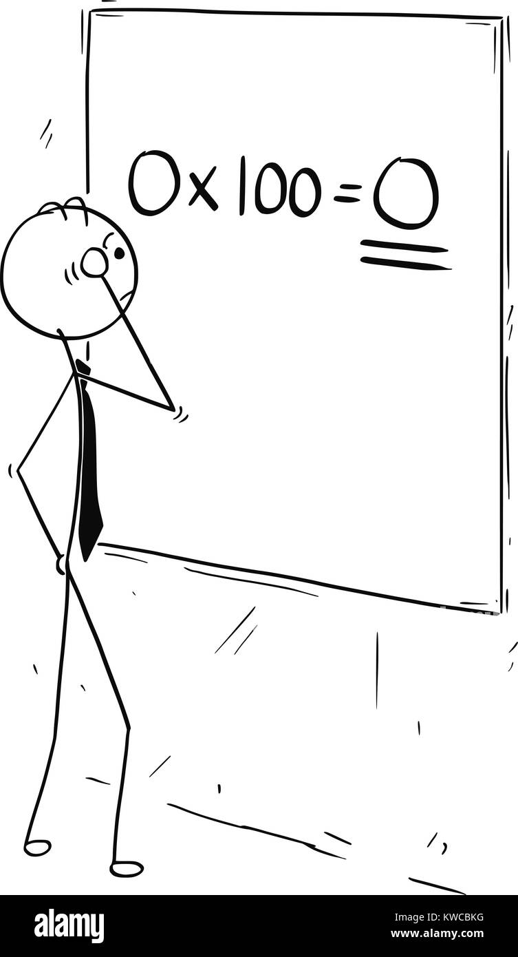 Cartoon stick man concept drawing illustration of businessman looking ...