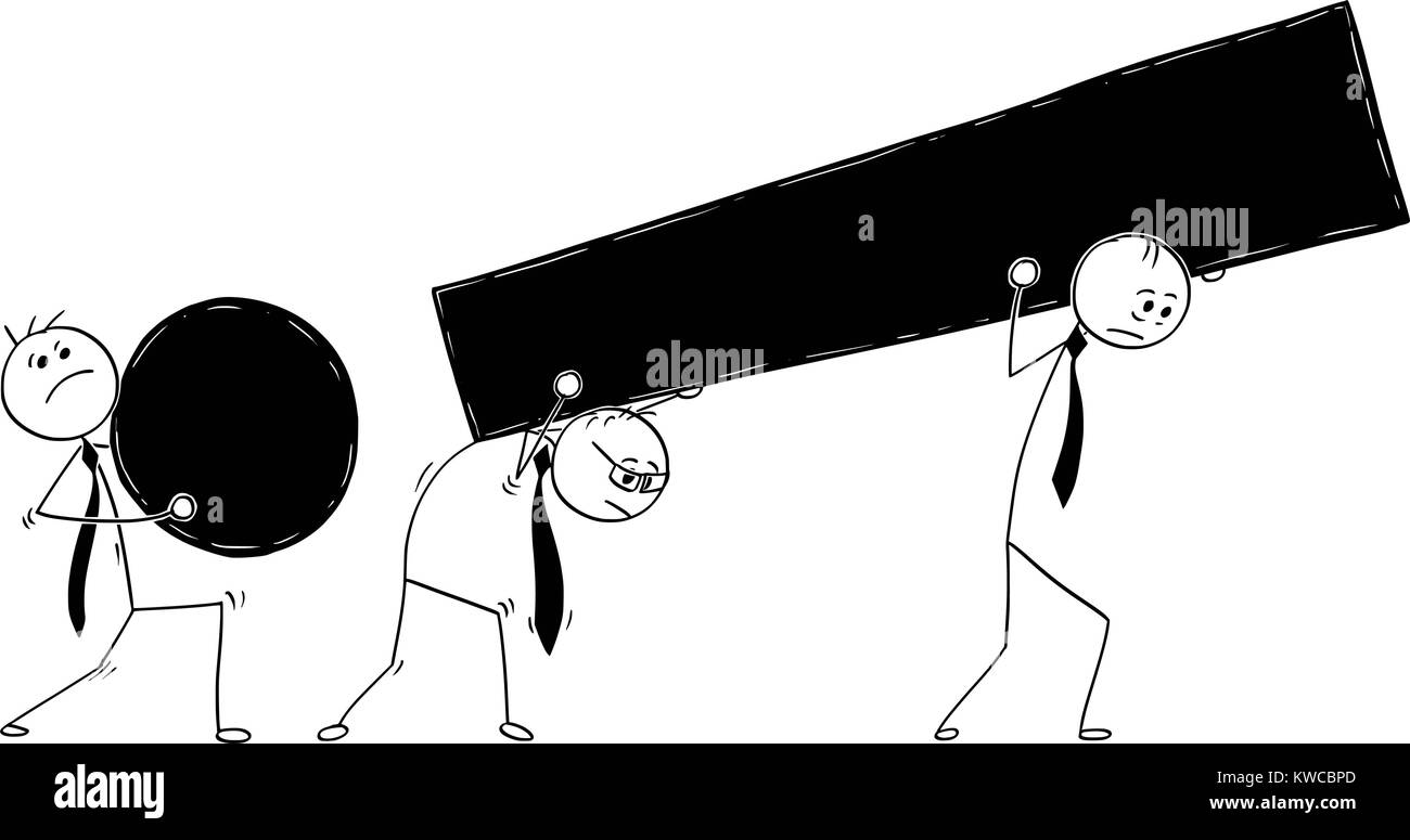 Cartoon stick man drawing conceptual illustration of three business ...