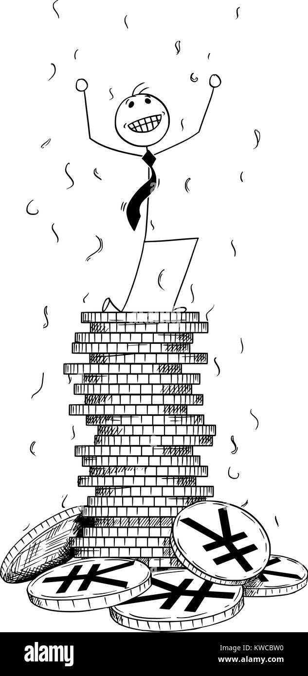 Cartoon stick man drawing conceptual illustration of businessman ...