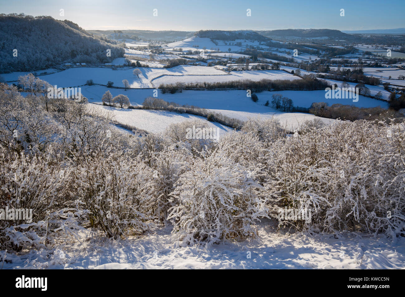 The view from Coaley Peak to Cam Long Down after snowfall ...