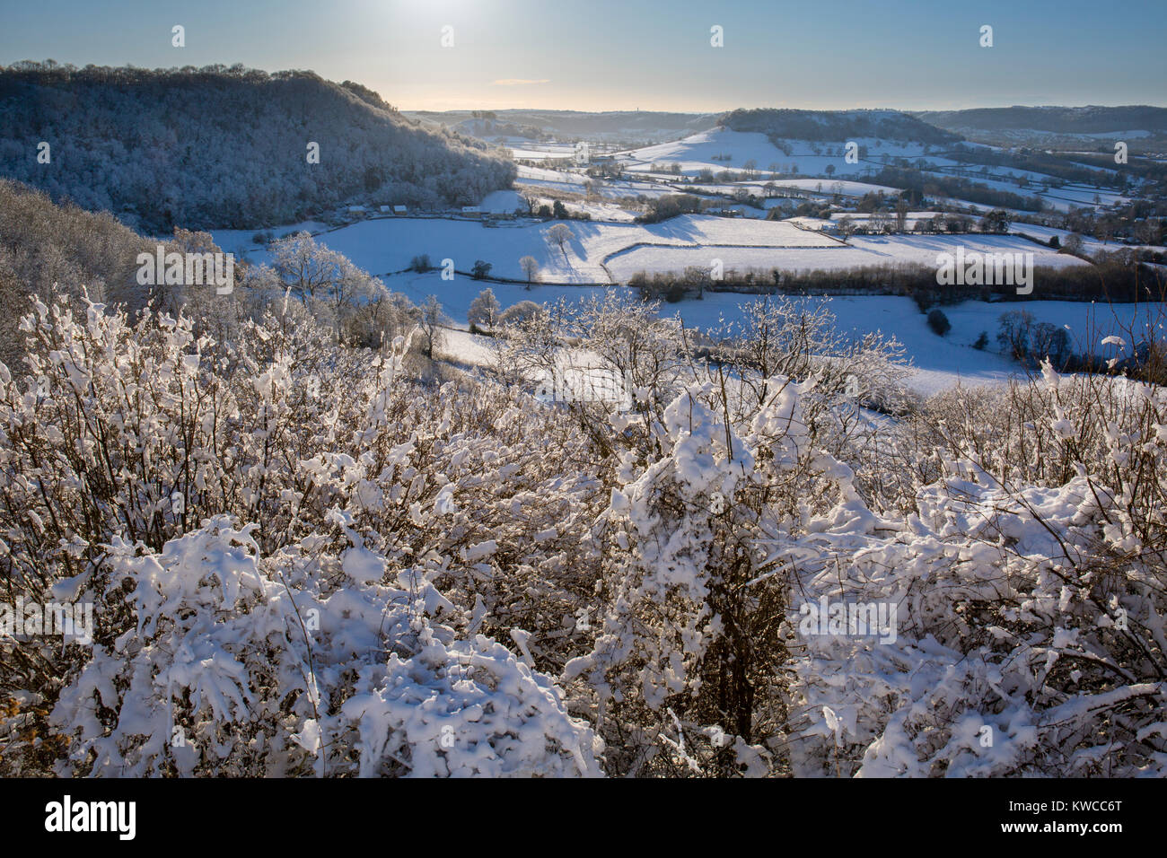 The view from Coaley Peak to Cam Long Down after snowfall ...