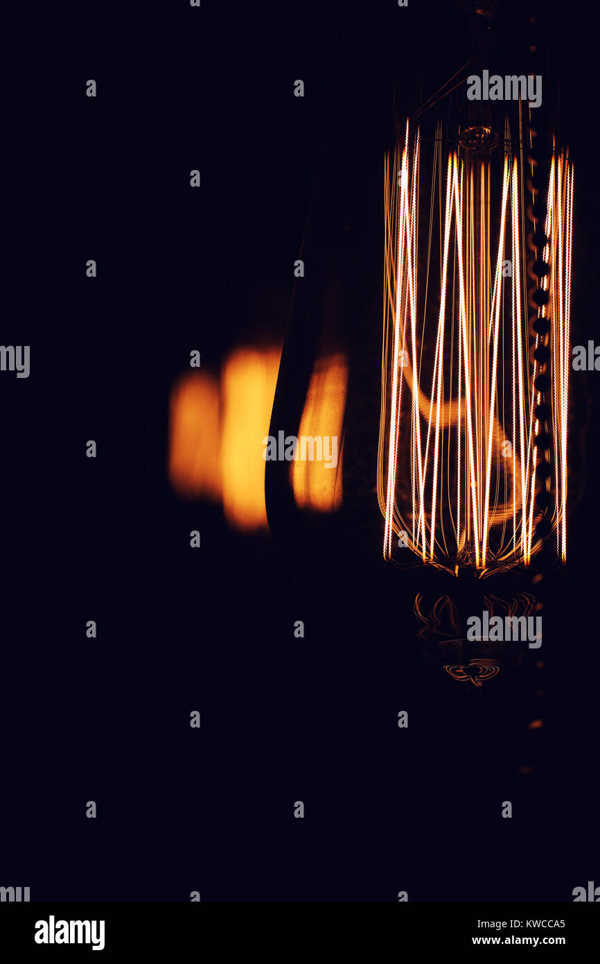 Lamps with tungsten filament. Edison light bulb. Filament filament in ...