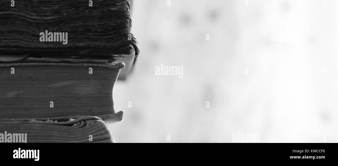 Background of old shabby books. Long background of vintage educational ...