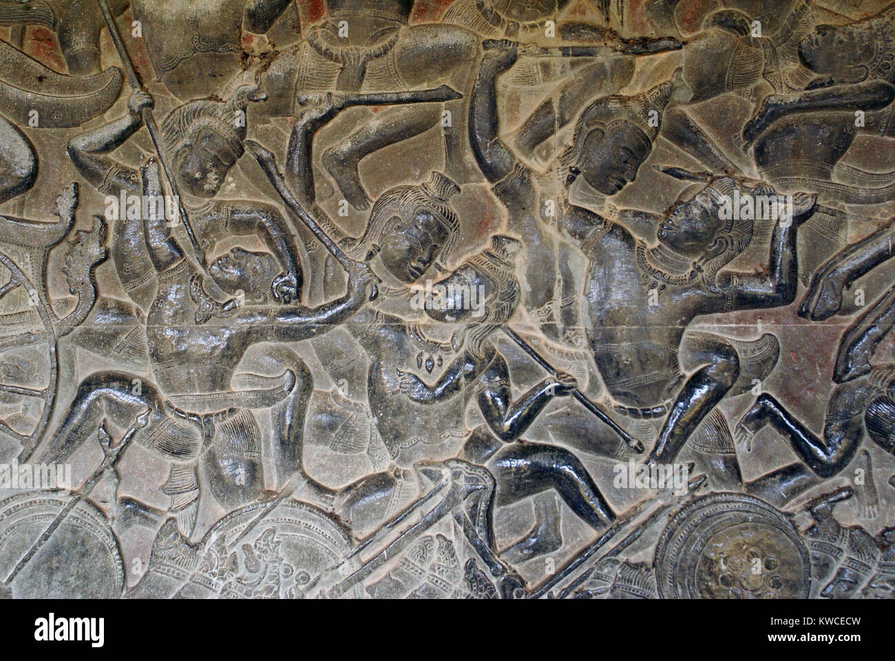 Warriors from Mahabharata on the wall of Angkor wat, cambodia Stock ...