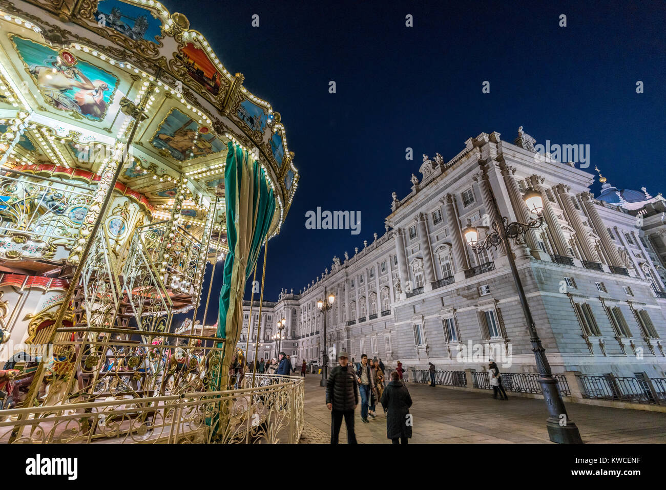 Madrid, Spain. Tourists and local people walking and enjoying Colorful ...