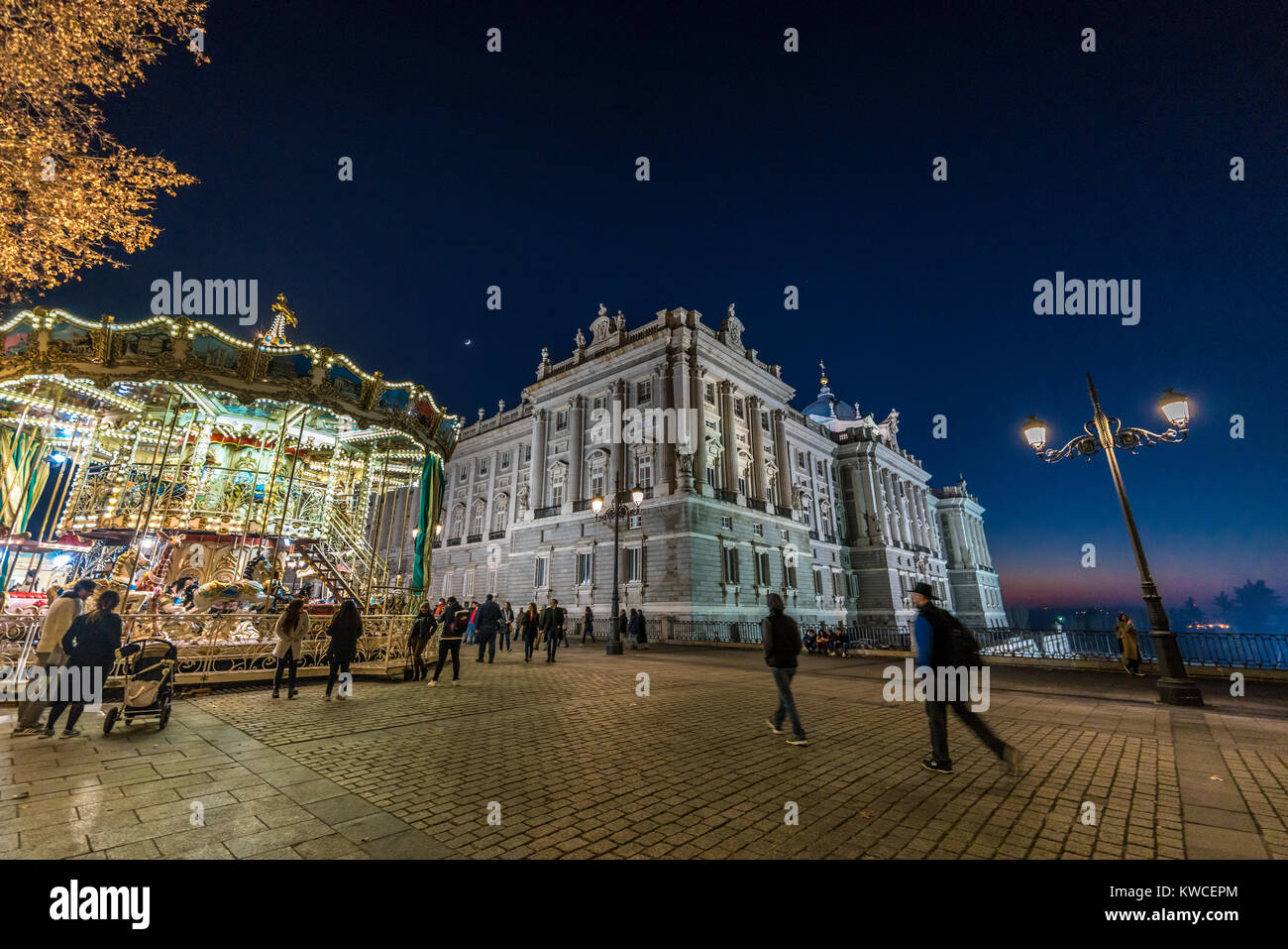Madrid, Spain. Tourists and local people walking and enjoying Colorful ...