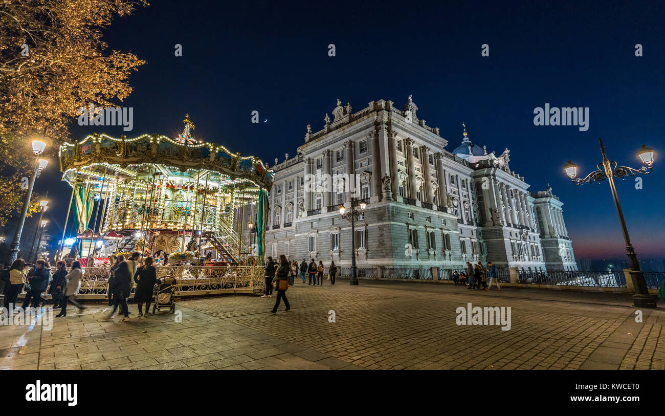 Madrid, Spain. Tourists and local people walking and enjoying Colorful ...