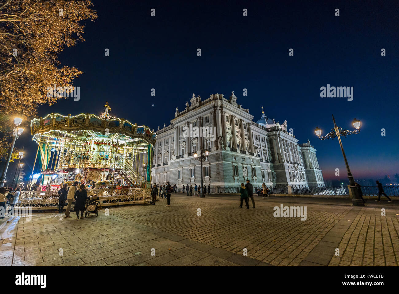 Madrid, Spain. Tourists and local people walking and enjoying Colorful ...