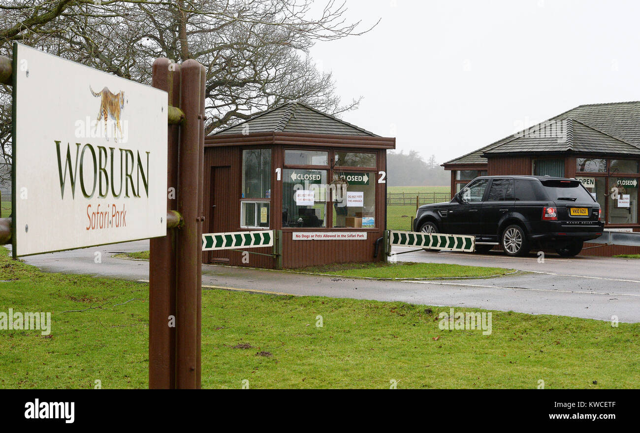 A general view of the entrance to Woburn Safari Park in Bedfordshire ...