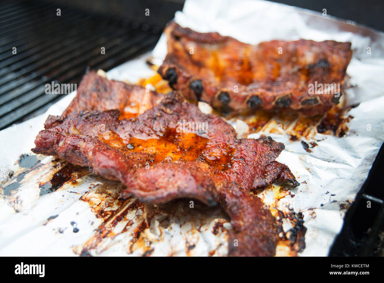 Barbecue Ribs Fresh out of Grill Stock Photo - Alamy