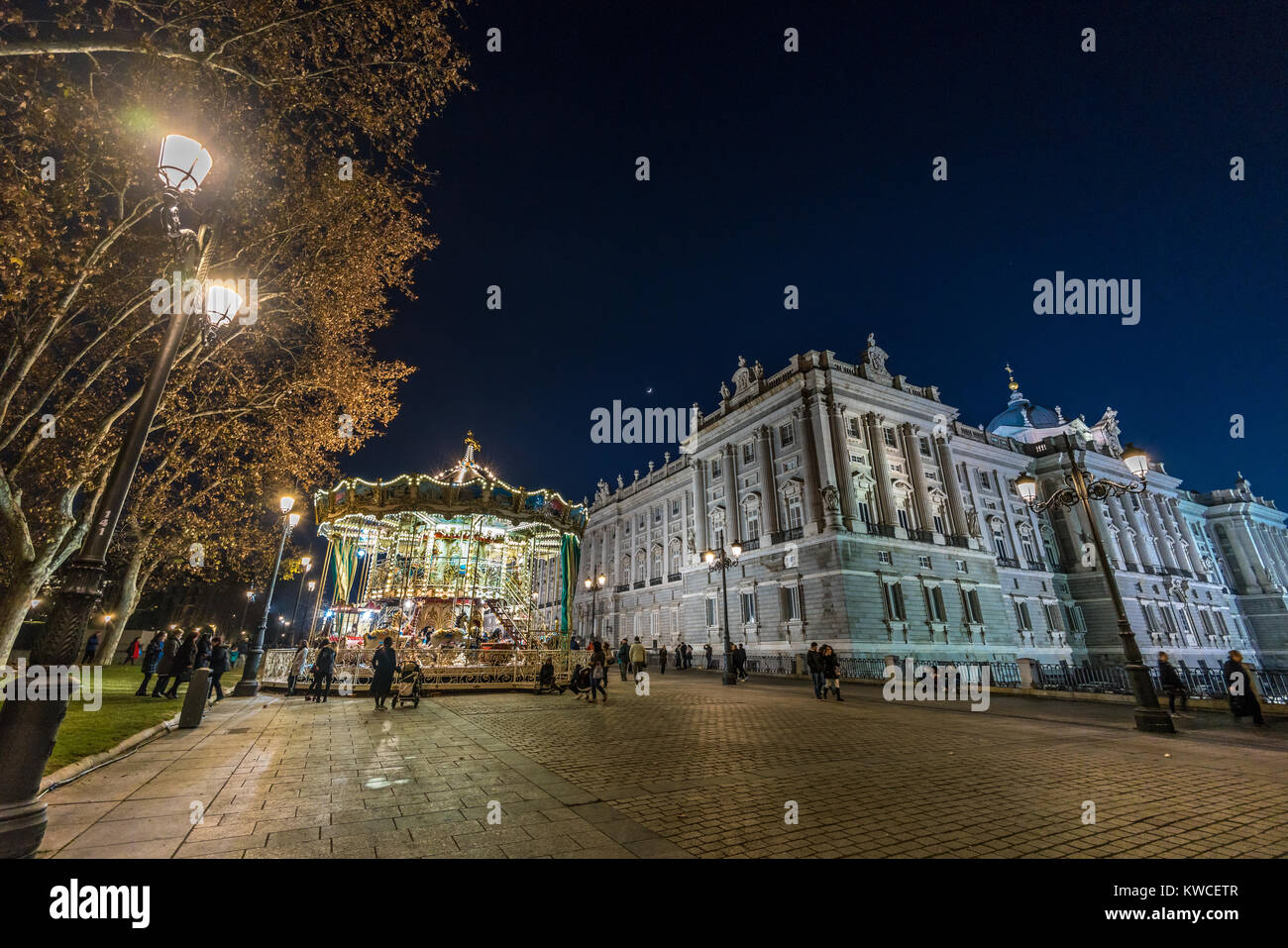 Madrid, Spain. Tourists and local people walking and enjoying Colorful ...