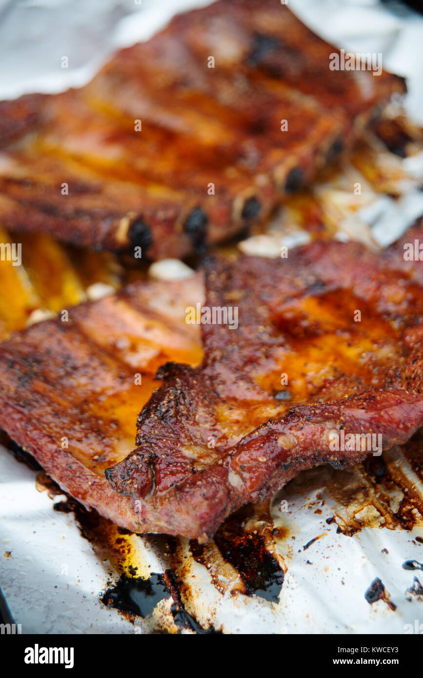 Barbecue Ribs Fresh out of Grill Stock Photo - Alamy