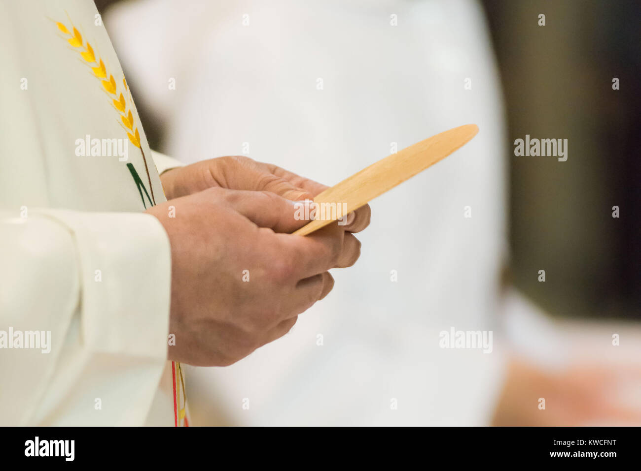 The Holy Bread rite, during the Mass, in a catholic church Stock Photo ...