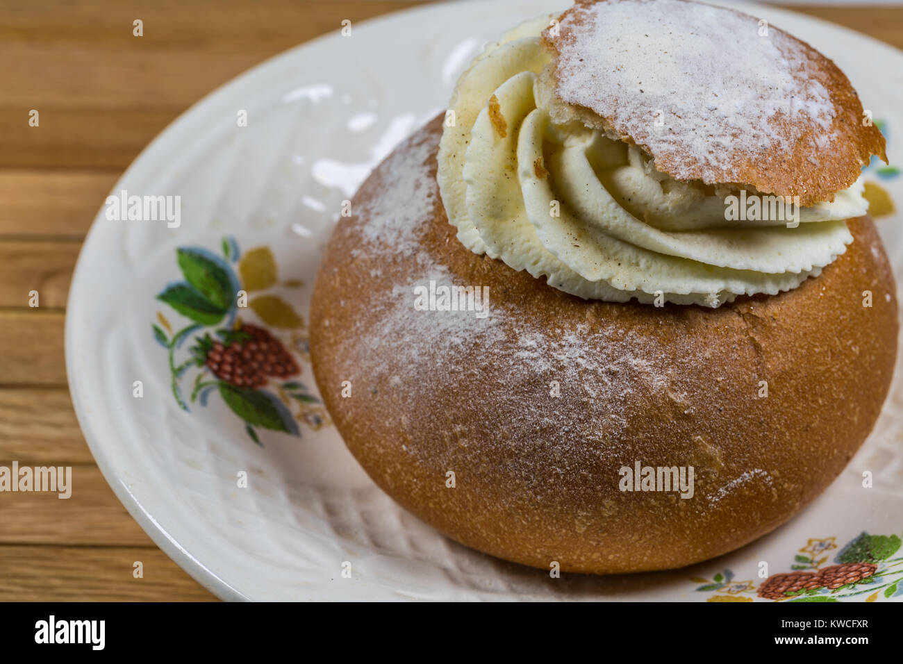 Semla Cake on Saucer Stock Photo - Alamy