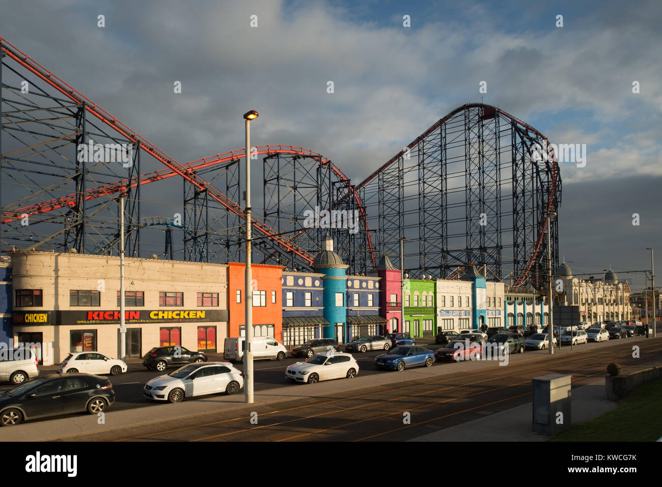 Blackpool Pleasure Beach & roller coaster Stock Photo - Alamy